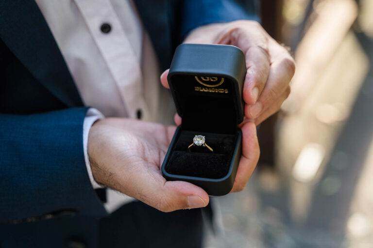 A stunning lakeside marriage proposal at golden hour - With Love Proposals